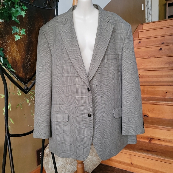Haggar | Suits & Blazers | Tan Haggar Blazer Glen Plaid Suit Jacket ...